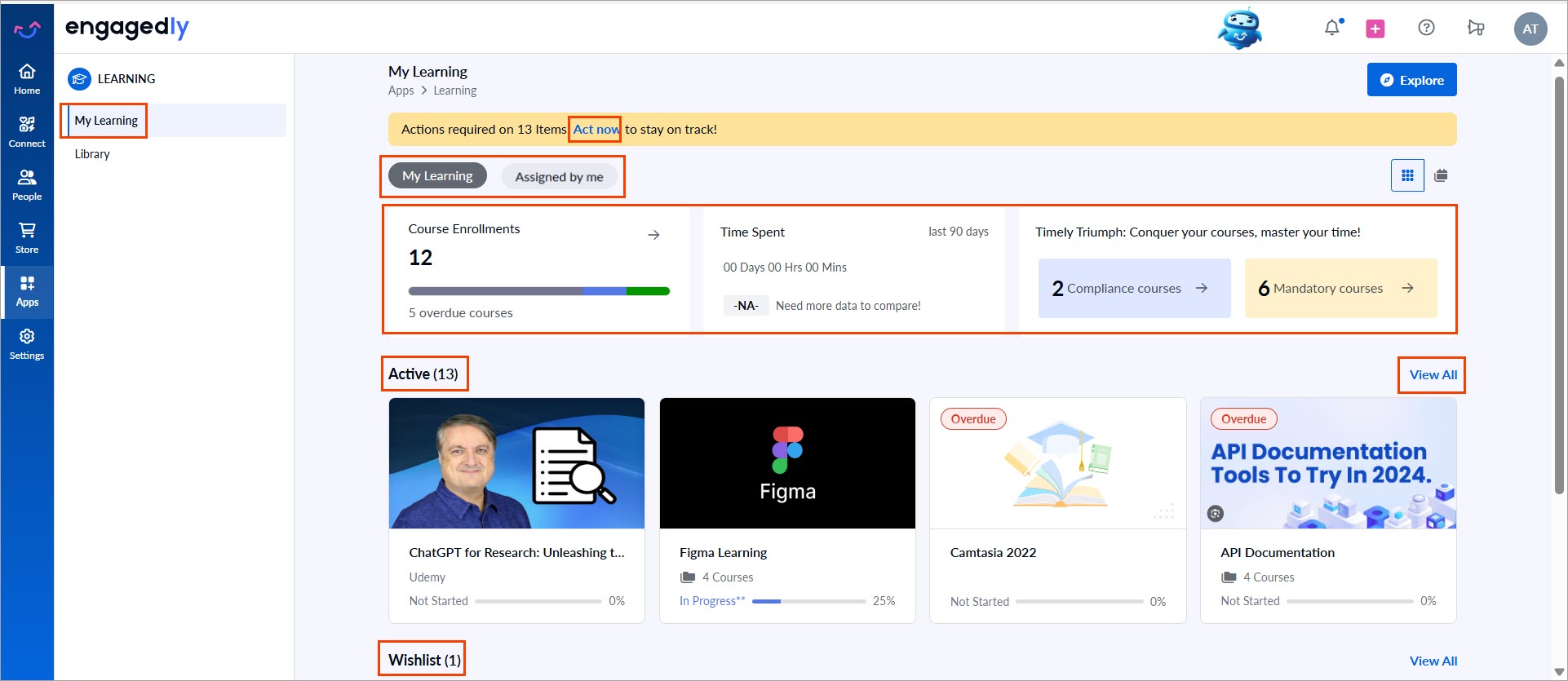 My learning dashboard